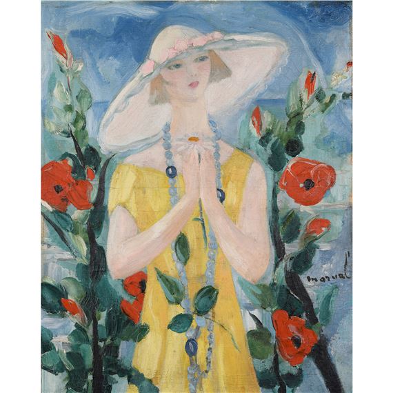 Jacqueline Marval | Portrait de femme aux coquelicots | MutualArt