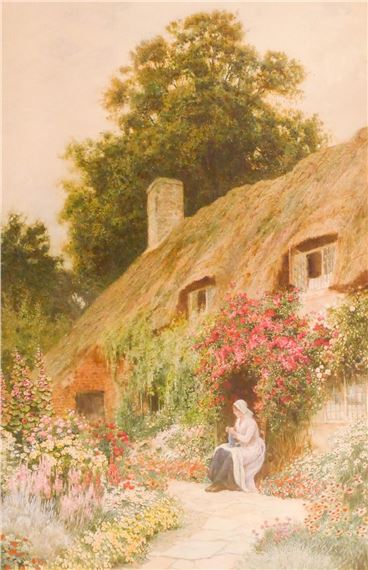 Arthur Claude Strachan | Knitting, Garden Cottage | MutualArt