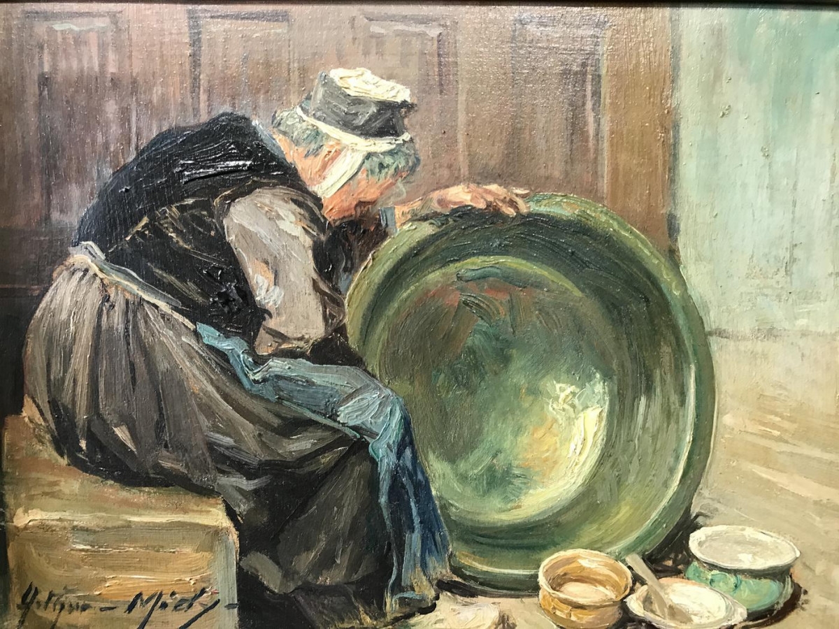 Arthur Midy | Vieille femme à la bassine en cuivre | MutualArt
