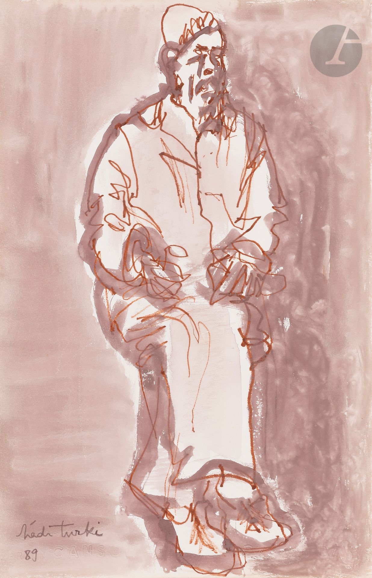 Hédi Turki | Seated Old Man (1989) | MutualArt