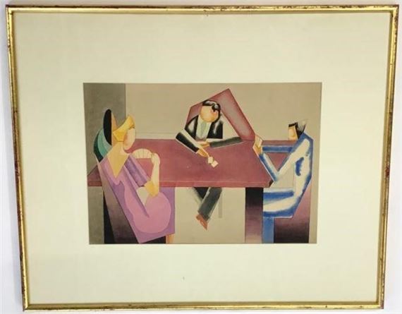 Thomas Delbridge | Three People Seated at a Table | MutualArt