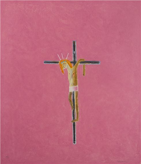 Craigie Aitchison | Pink Crucifixion (2004) | MutualArt