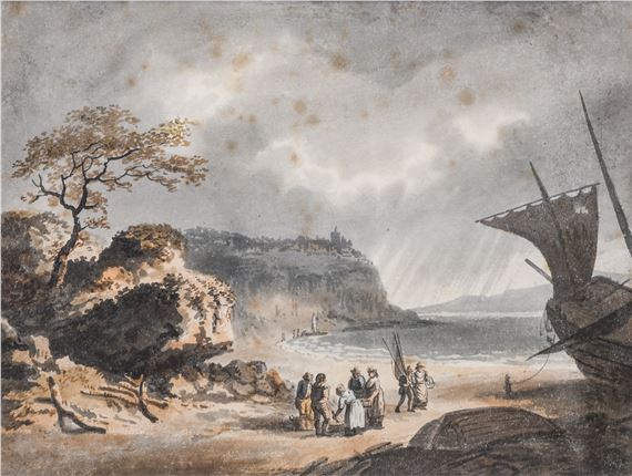Joseph Barber | A figure on a path in a rocky landscape | MutualArt