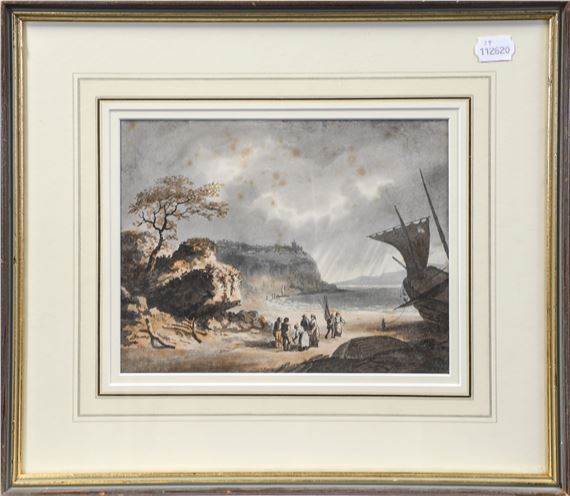 Joseph Barber | A figure on a path in a rocky landscape | MutualArt