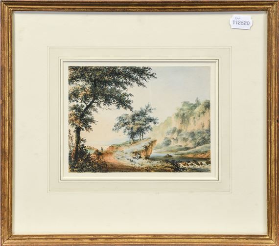 Joseph Barber | A figure on a path in a rocky landscape | MutualArt