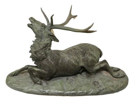 Holme Cardwell | A Green Patinated Bronze Figure of a Stag | MutualArt