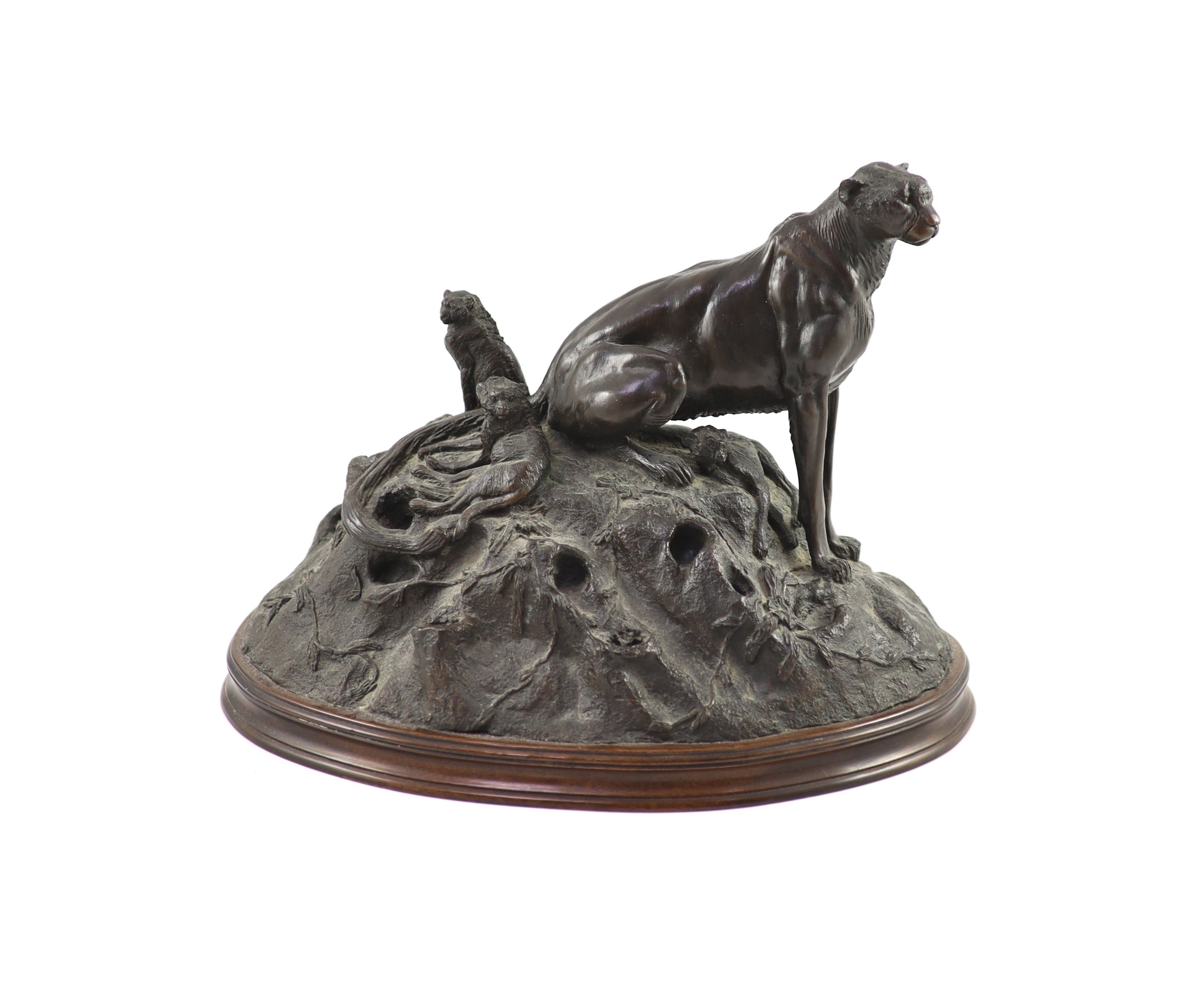 Tim Nicklin | A bronze group of a cheetah and her cubs | MutualArt