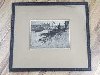 Percy Robertson | View along the Thames with the Tower of London ...