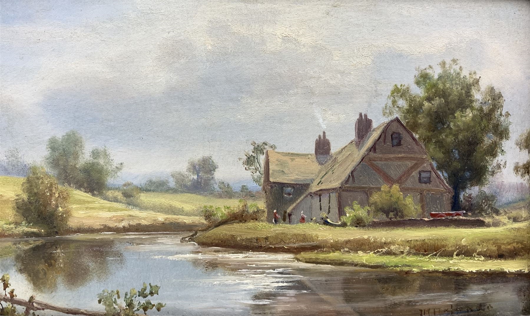 Reginald Daniel Sherrin | Thatched Roof Cottages with Spring Flowers ...