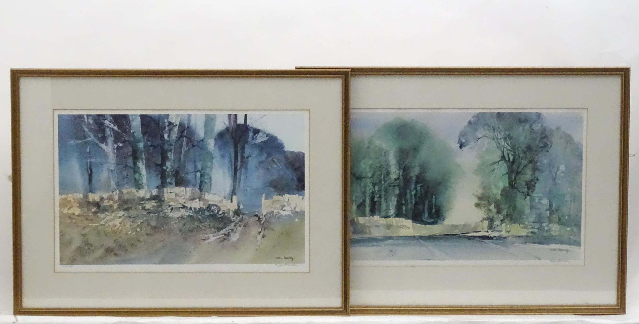 G. John Blockley | Winter Trees and a stone wall with trees beyond ...