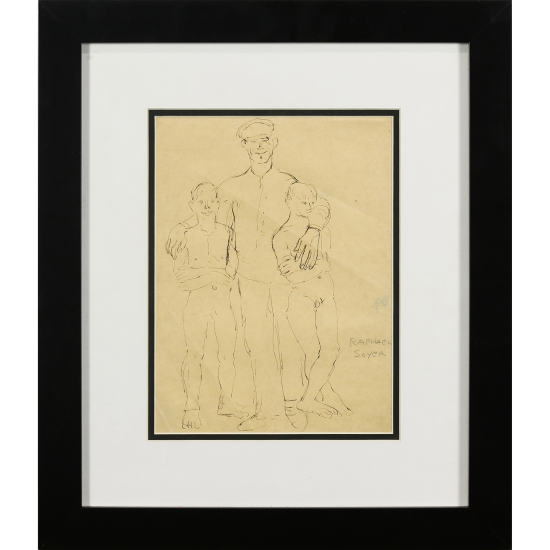 Raphael Soyer | Man with Two Boys | MutualArt