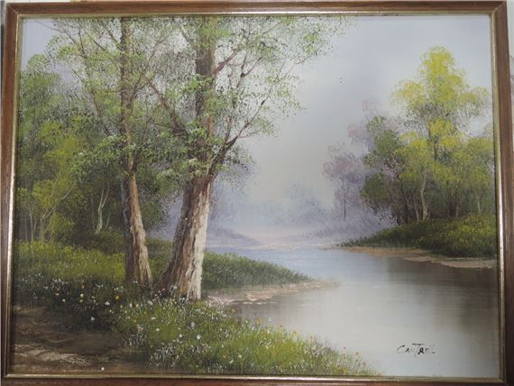 G. Whitman | autumnal lake and mountain landscape | MutualArt