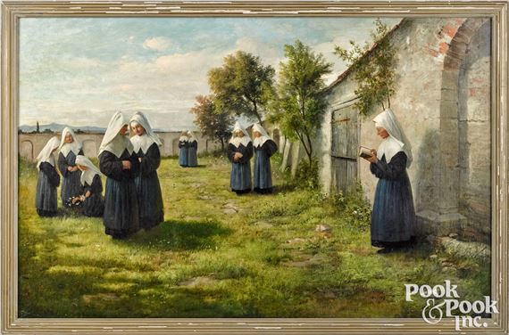 German School, 19th Century | nuns in a courtyard | MutualArt