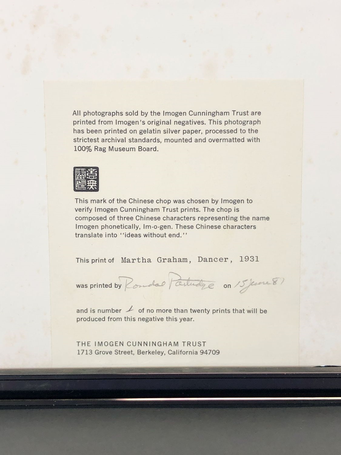 Imogen Cunningham | Martha Graham | MutualArt