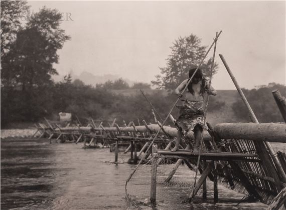 Edward S. Curtis | Fish-weir Across Trinity River—Hupa (1923) | MutualArt