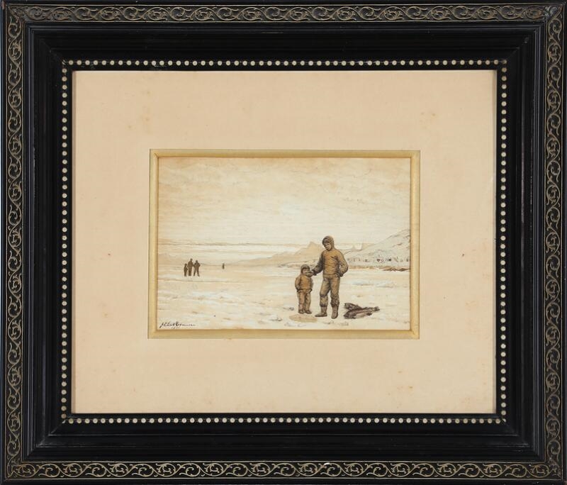 Jens Erik Carl Rasmussen | View from Greenland with a man and child ...