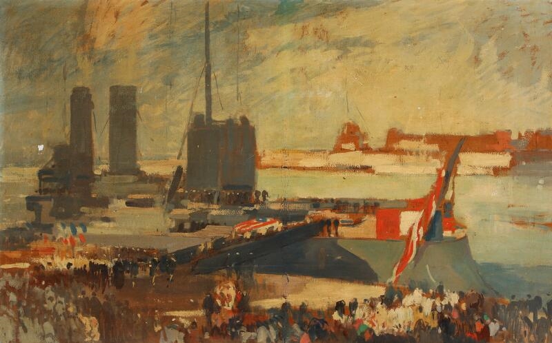 Eugene Louis Gillot | The launch of a ship | MutualArt