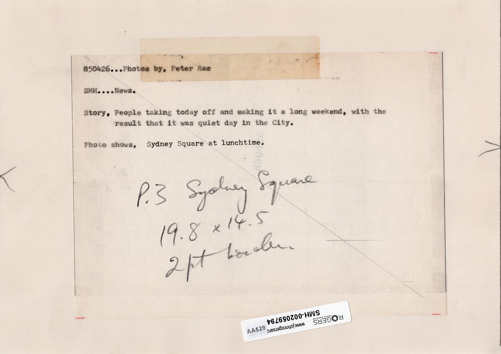 Peter Rae | Sydney Square (1985) | MutualArt