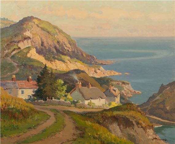 Joseph Edward Hennah | A southwest coastal scene with cottages | MutualArt