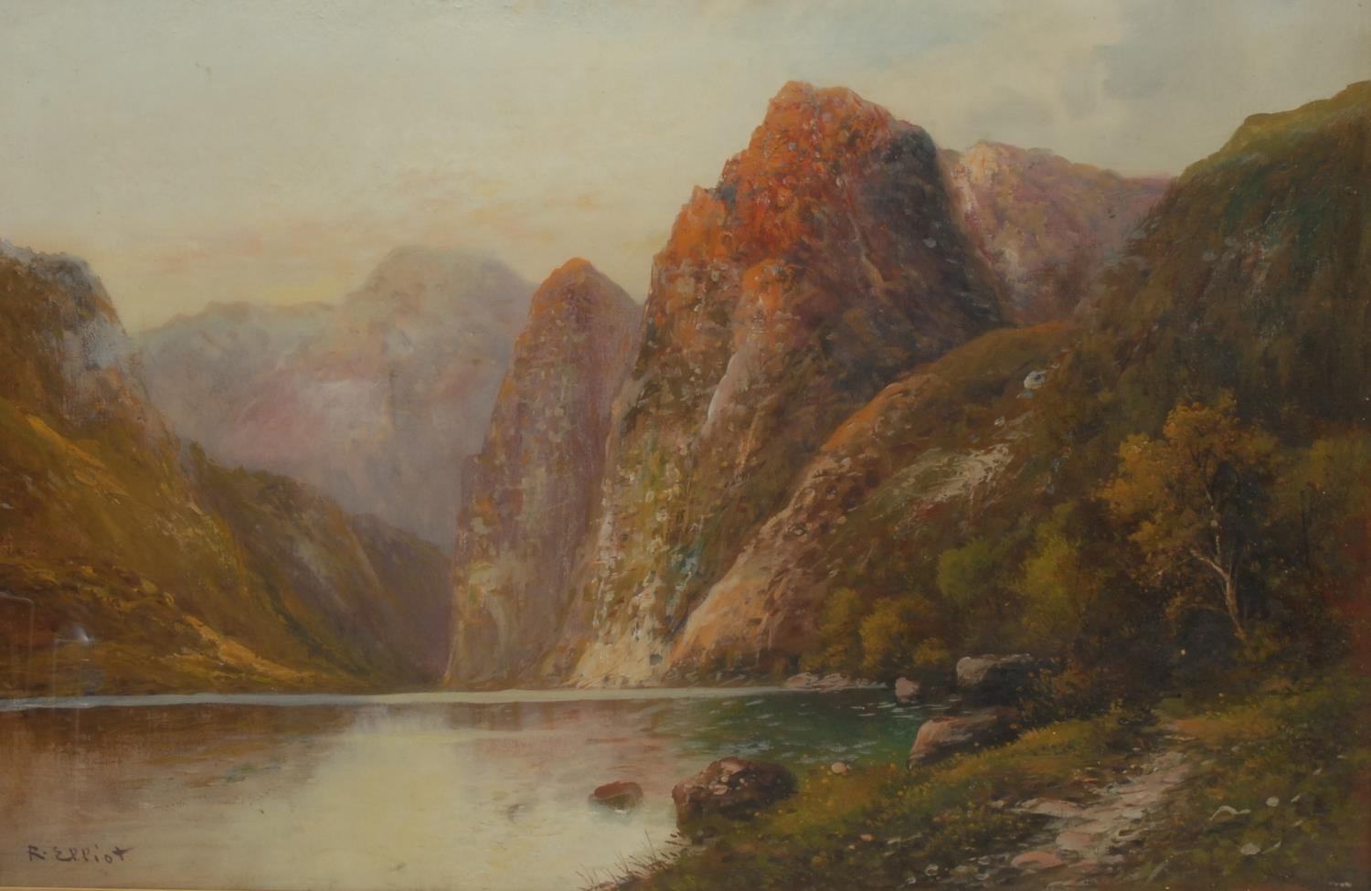 R. Elliot | Scottish Loch with Mountains | MutualArt