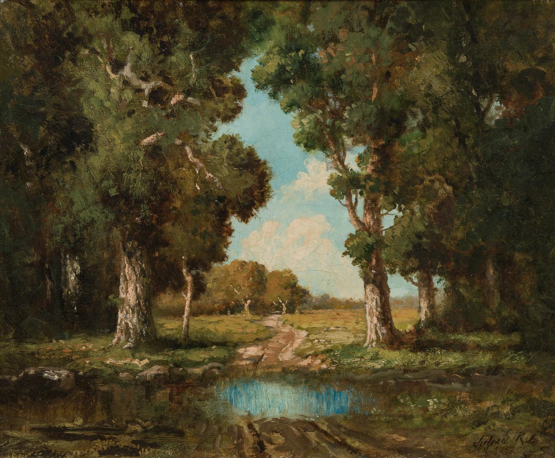 Julian Walbridge Rix | Girl in Woods (1882) | MutualArt