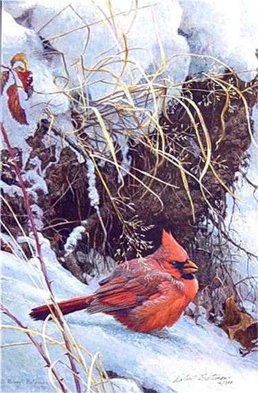 Robert McLellan Bateman | Winter Cardinal | MutualArt