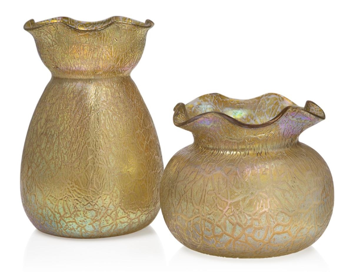 Loetz | an iridescent Mimosa glass vase with wavy rim | MutualArt