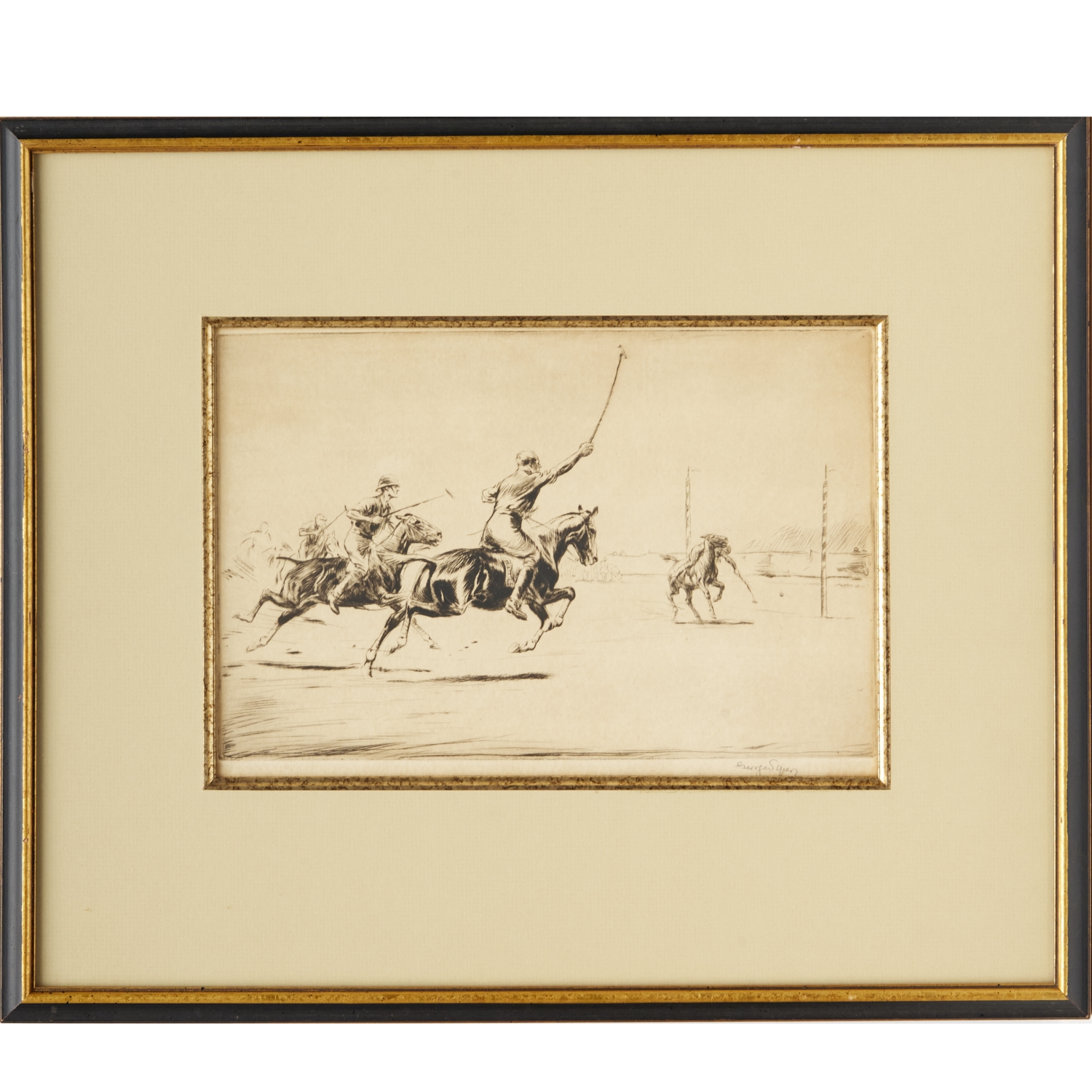 George Soper | pair of polo drypoint etchings | MutualArt