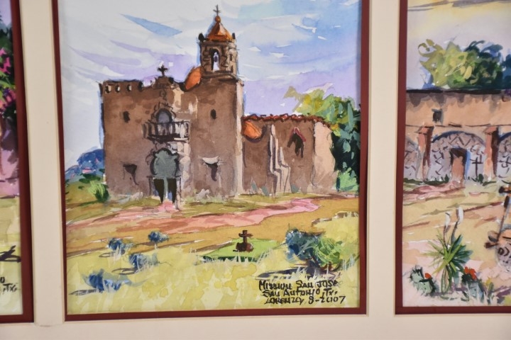 Lorenzo Castaneda | Set of 5 Watercolors of San Antonio Missions ...