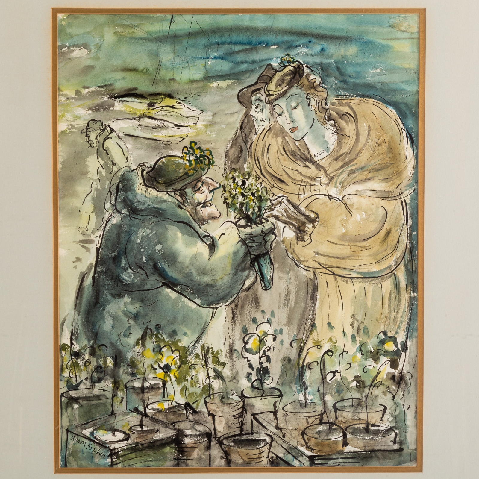 Aaron Sopher | The Old Flower Seller | MutualArt