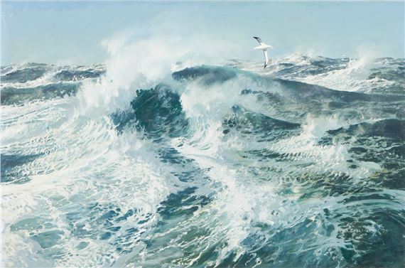 Keith Shackleton | Seagull flying over turbulent waves (1979) | MutualArt