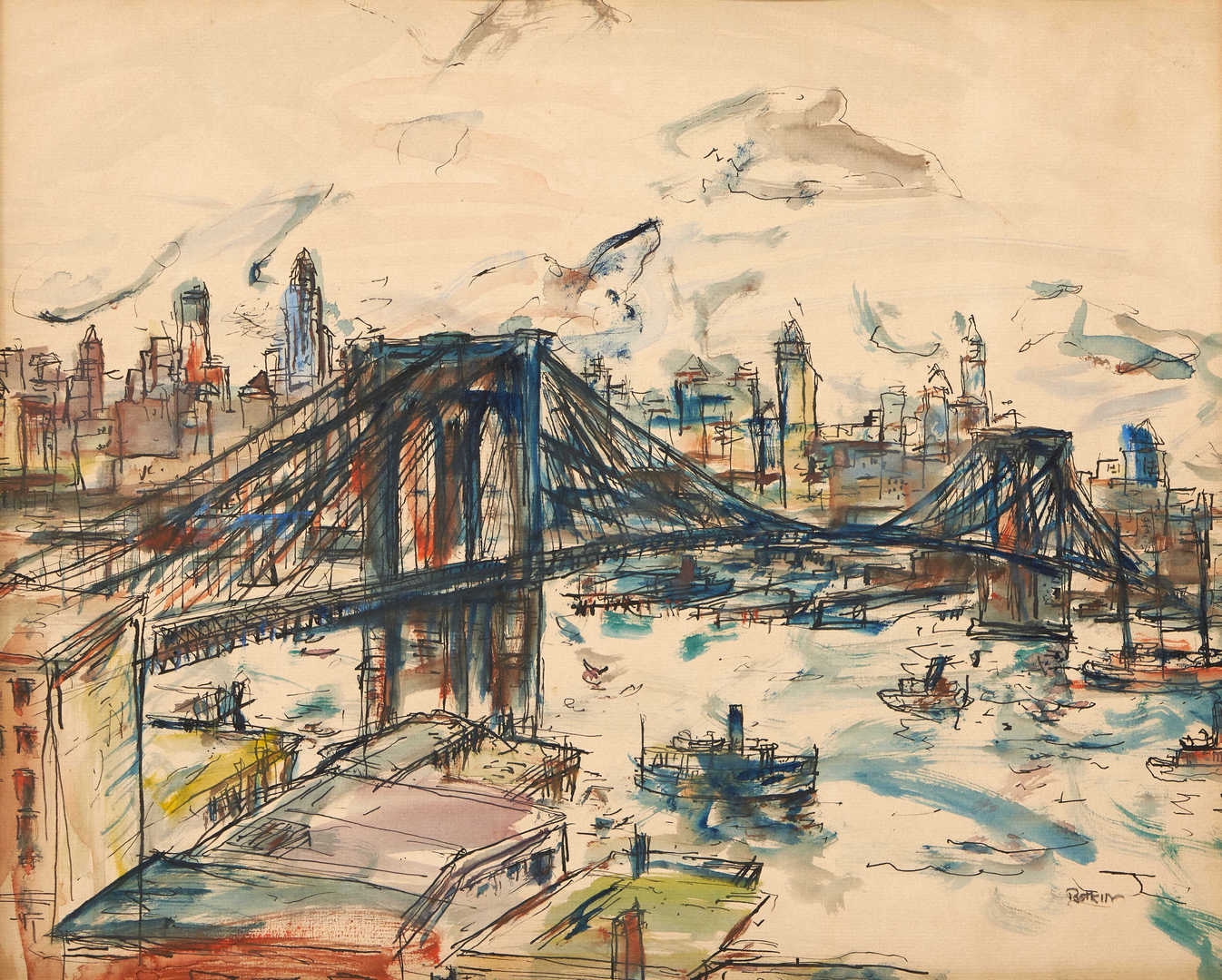 Henry Botkin | View of Manhattan from Brooklyn | MutualArt