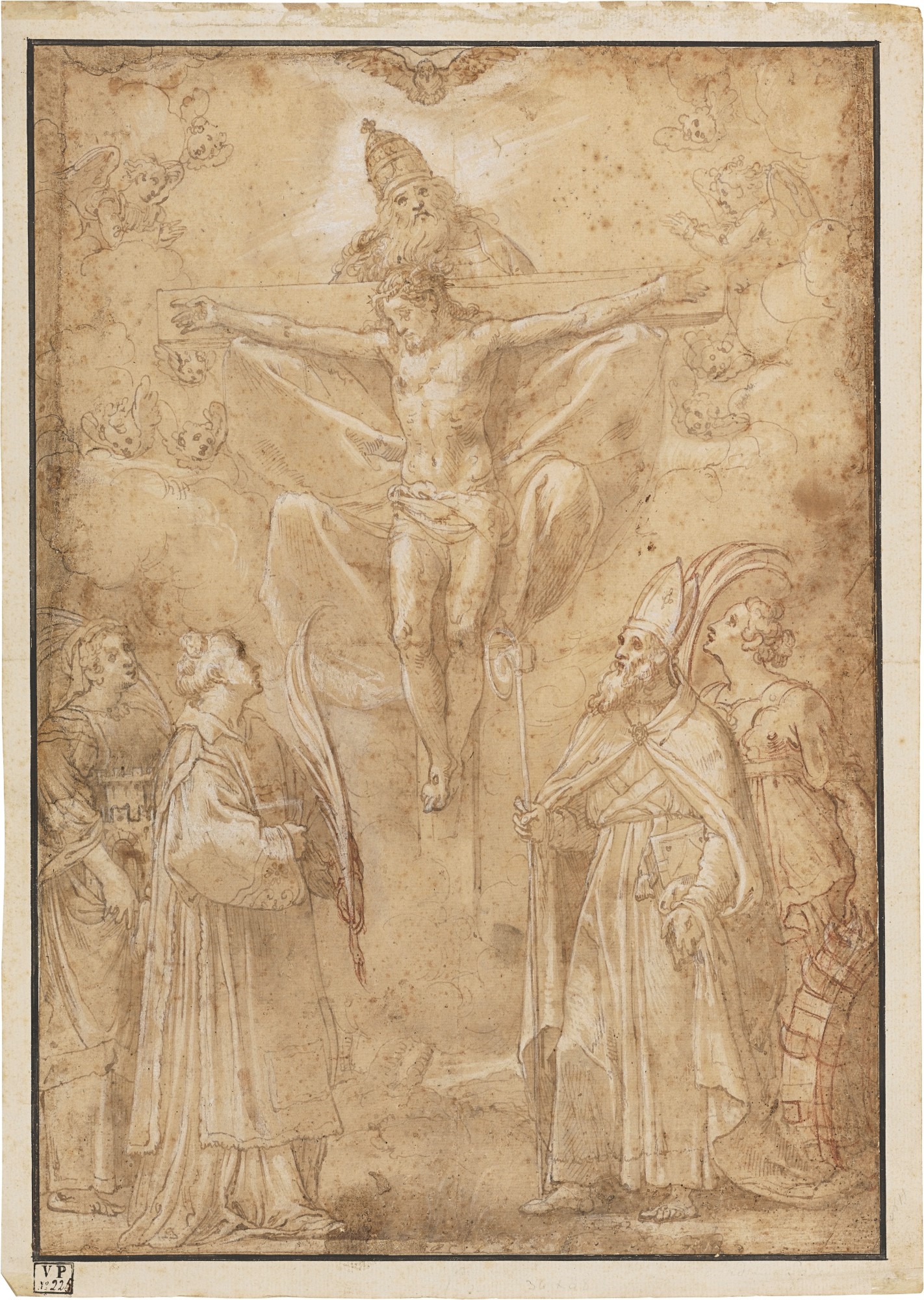 Emilian School, 16th Century | Crucifixion with Saints (Late 16th Century) | MutualArt