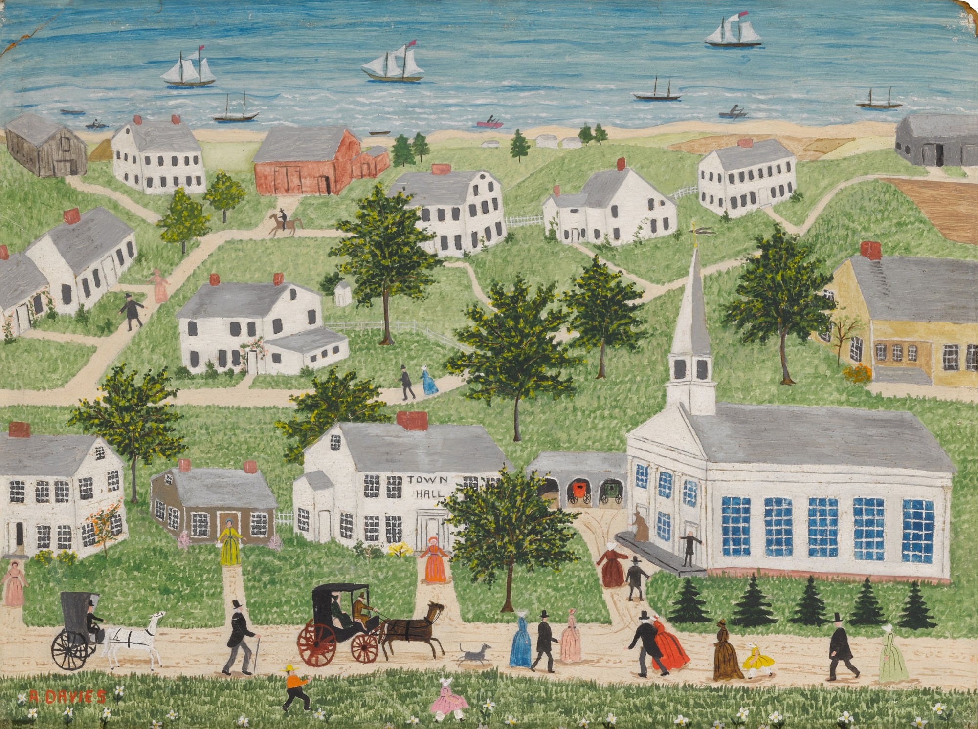 Albert Webster Davies | Pennsylvania Dutch Barn with Cows | MutualArt