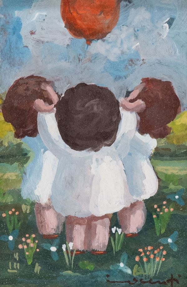Mario Innocenti | Bambine con palloncino | MutualArt