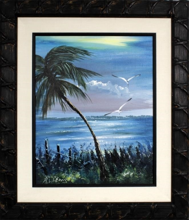 Robert Lewis | Florida Highwaymen backwaters scene with bird | MutualArt