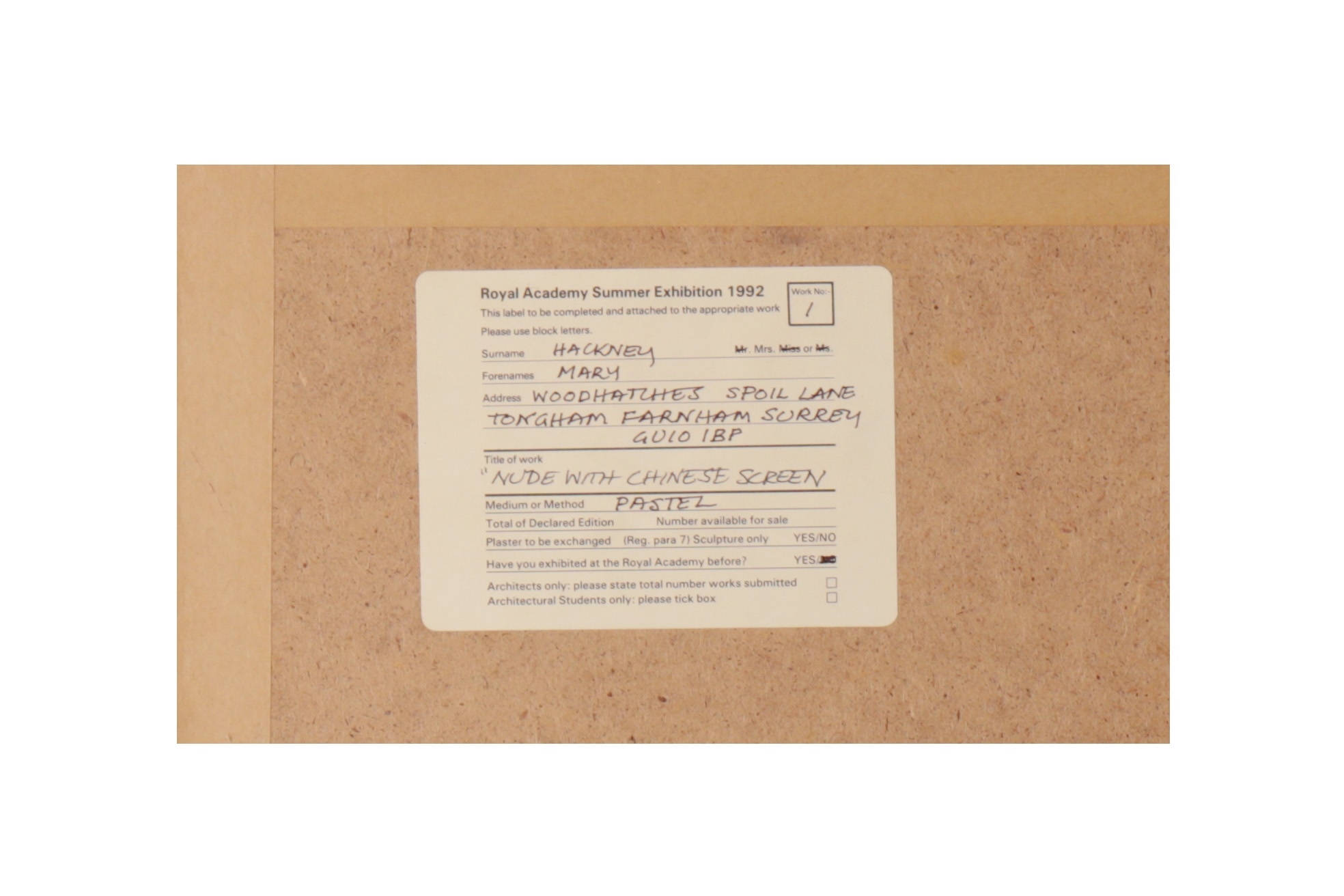 Mary Hackney | Nude with Chinese Screen (1992) | MutualArt