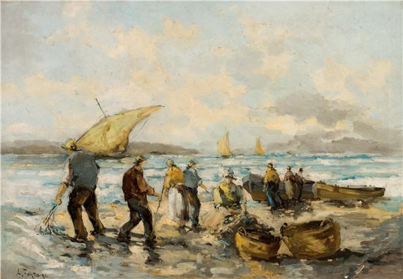 Alexandre Victor Fontaine | Pescadores en la playa | MutualArt