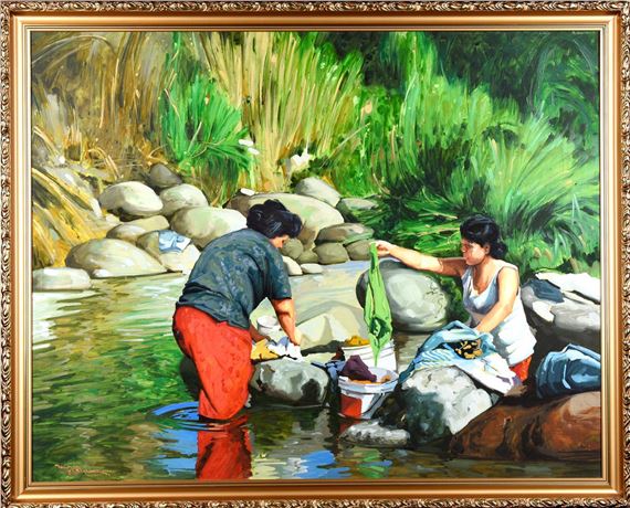 Venezuelan School, 20th Century | Motif of women and river | MutualArt