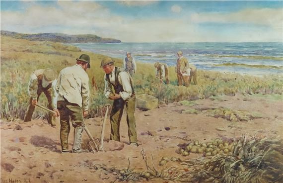 Thomas Huson | Potato diggers by the sea | MutualArt
