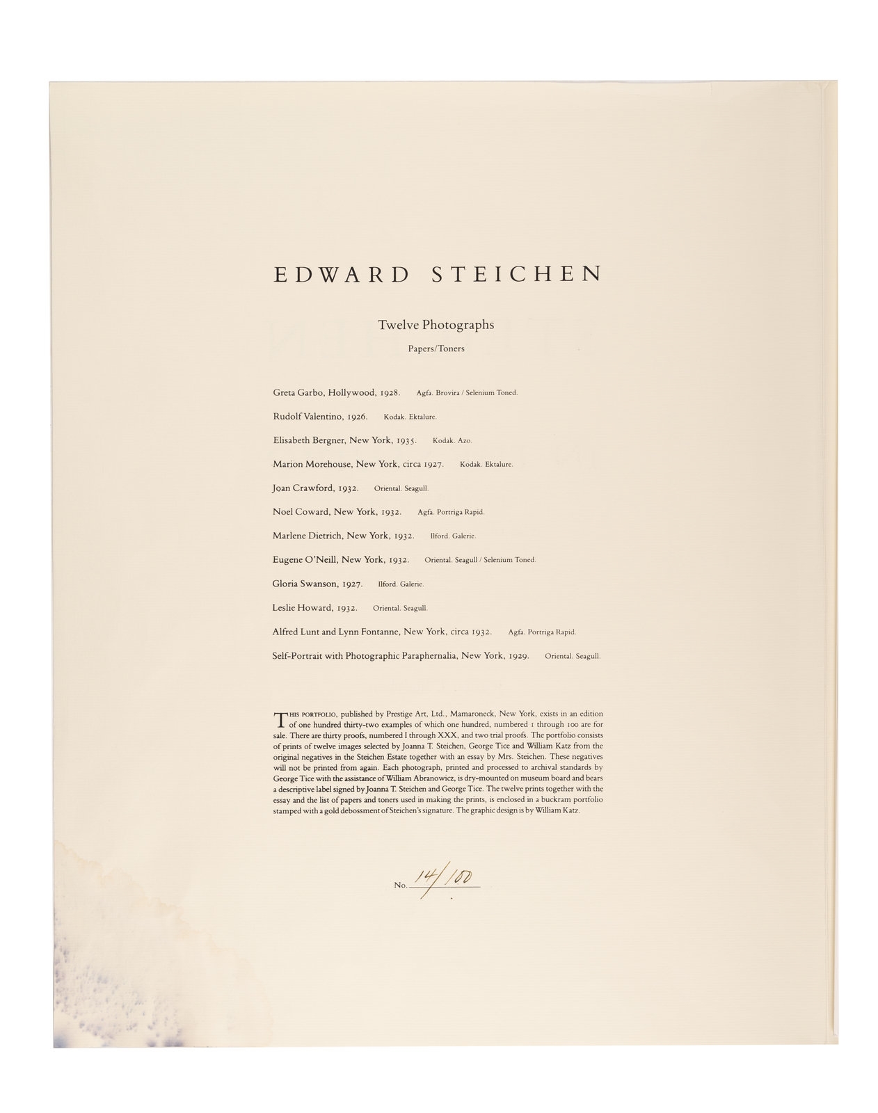 Edward Steichen | A group of five photographs (from In The Studio ...