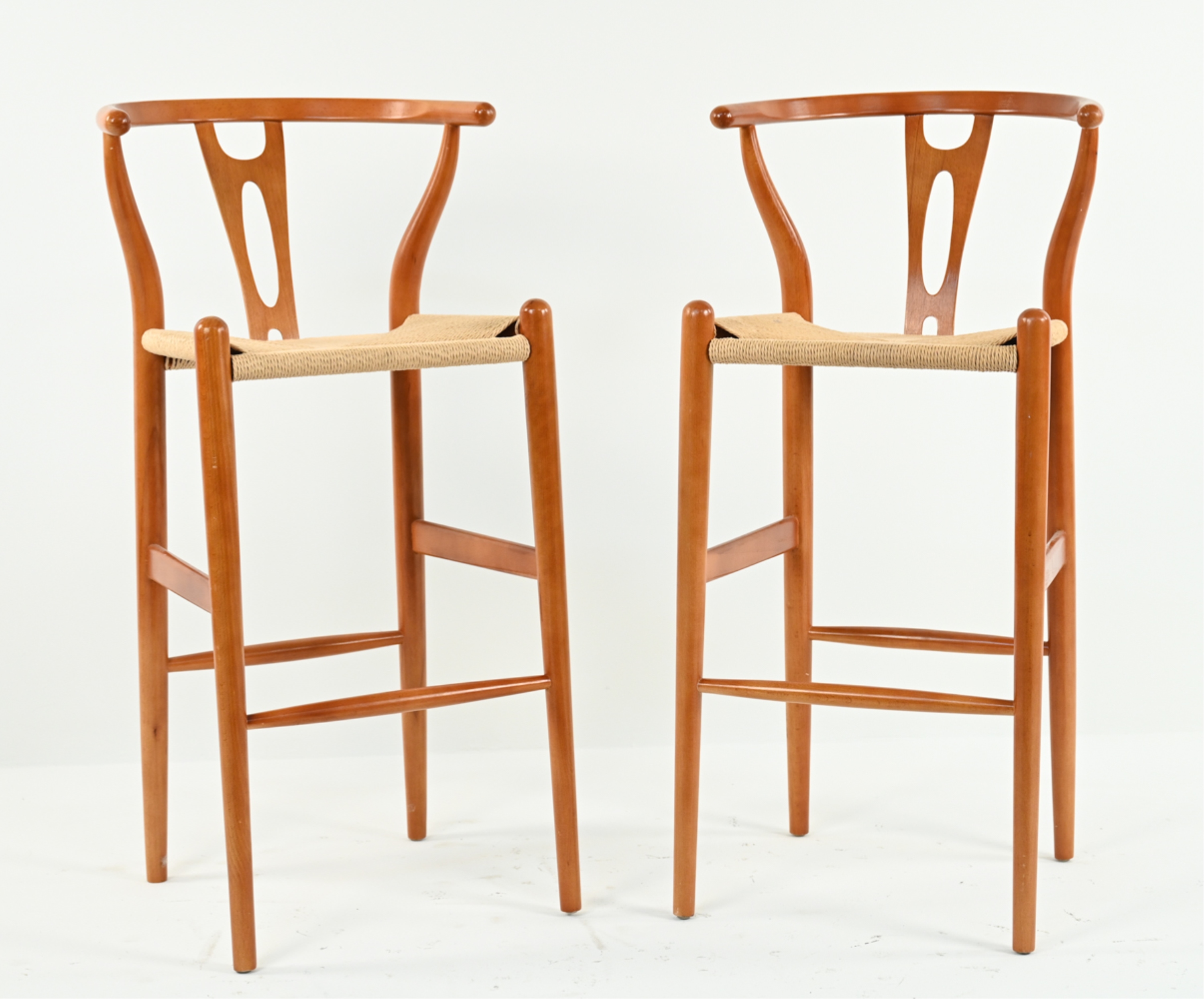 Hans J. Wegner | PAIR CONTEMPORARY WEGNER-STYLE WISHBONE BAR STOOLS ...