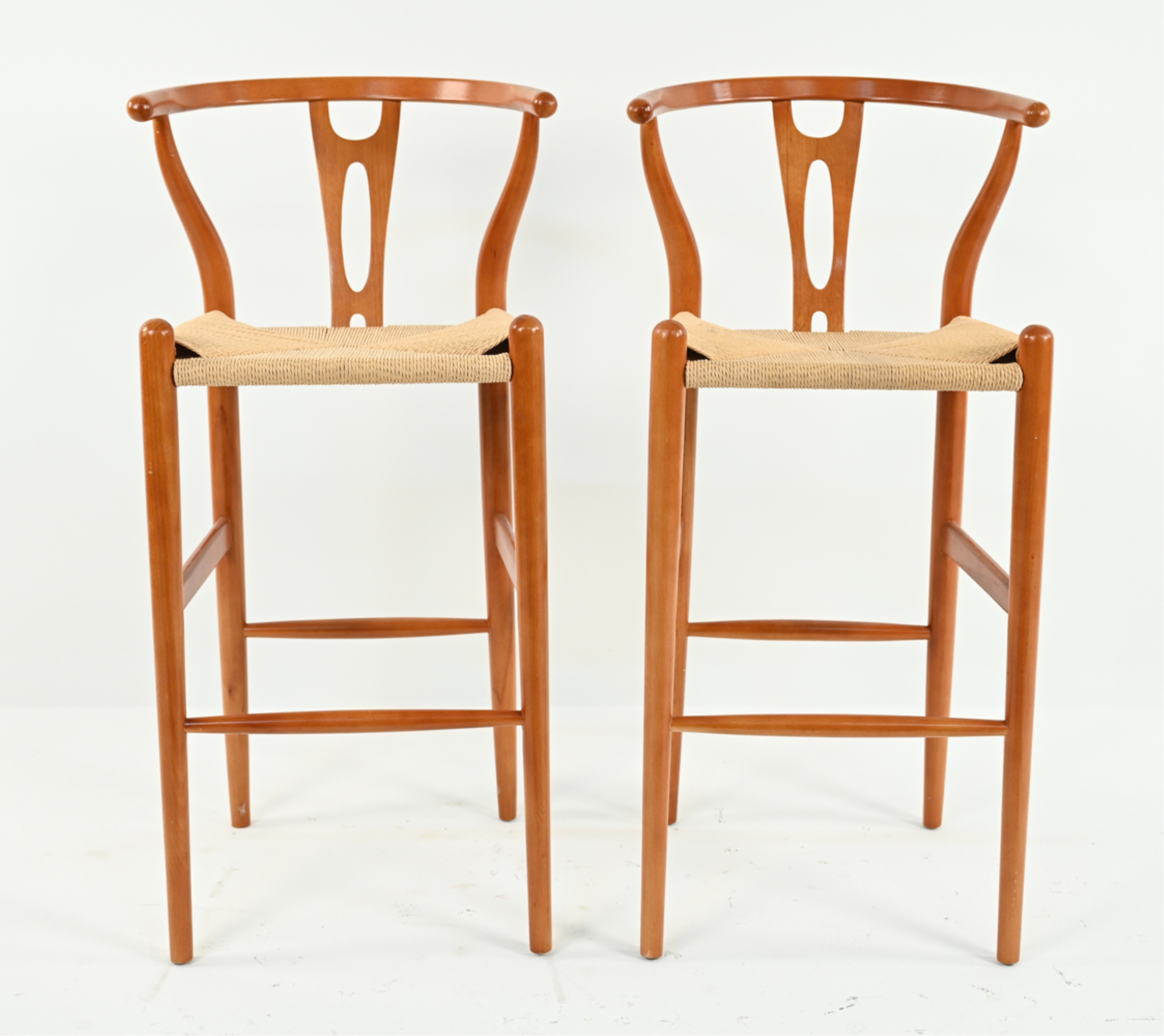 Hans J. Wegner | PAIR CONTEMPORARY WEGNER-STYLE WISHBONE BAR STOOLS ...