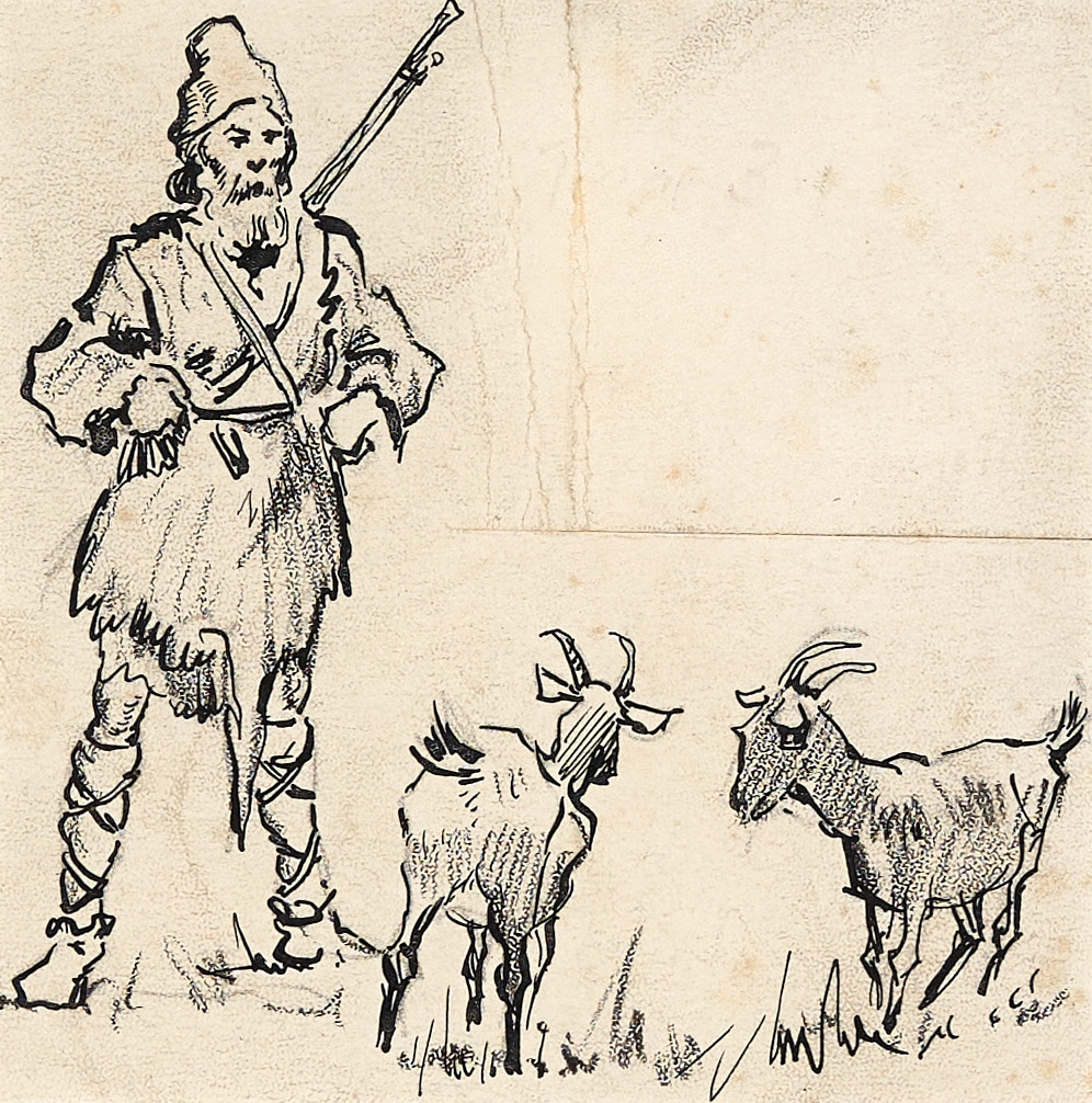 Rhys Williams | Farmer With Goats (1945) | MutualArt