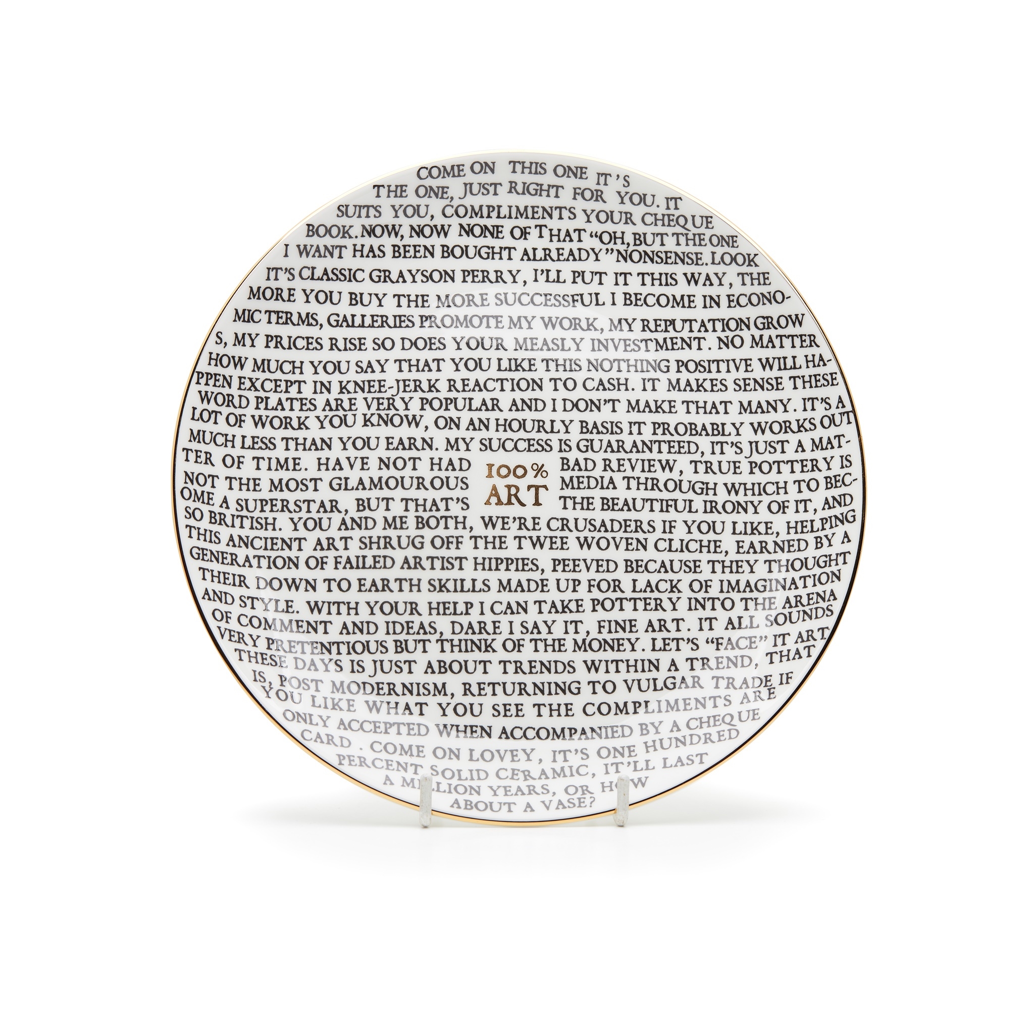 Grayson Perry | '100% ART' PLATE - 2020 | MutualArt