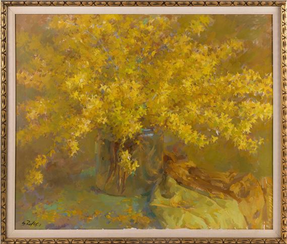 Steven Rettegi | Still life of forsythia. | MutualArt