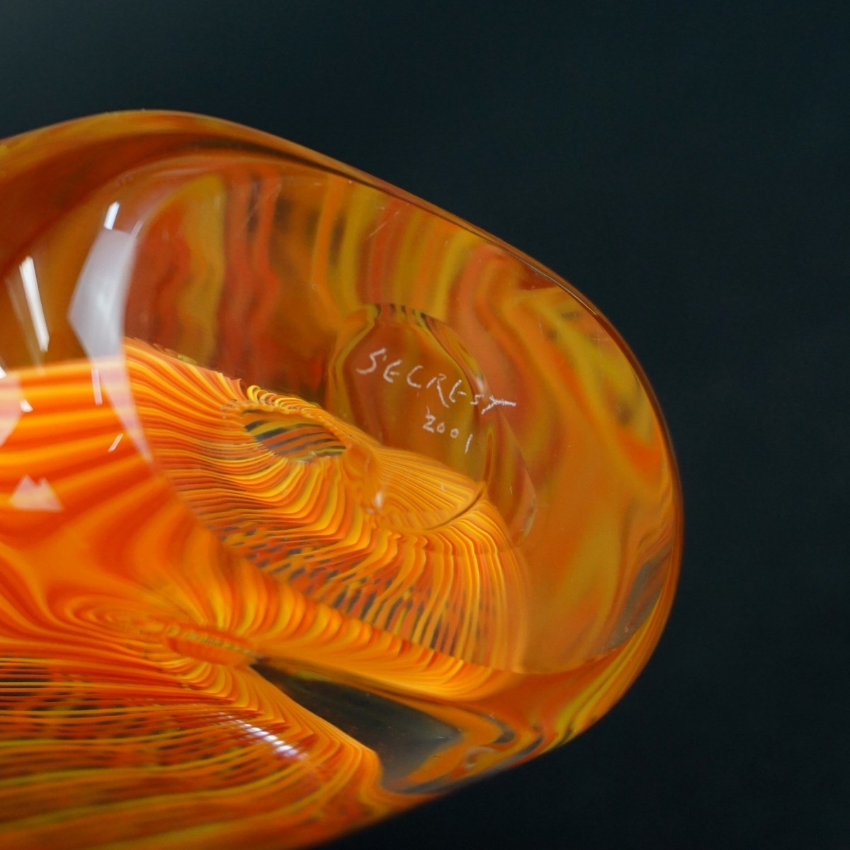 Peter Secrest | Art Glass Swirl Vase | MutualArt