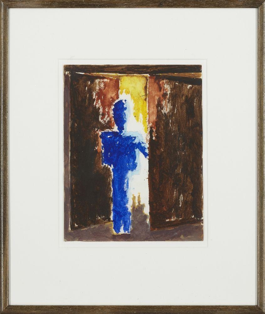 Josef Herman | Blue Figure in Brown Ground (1988) | MutualArt