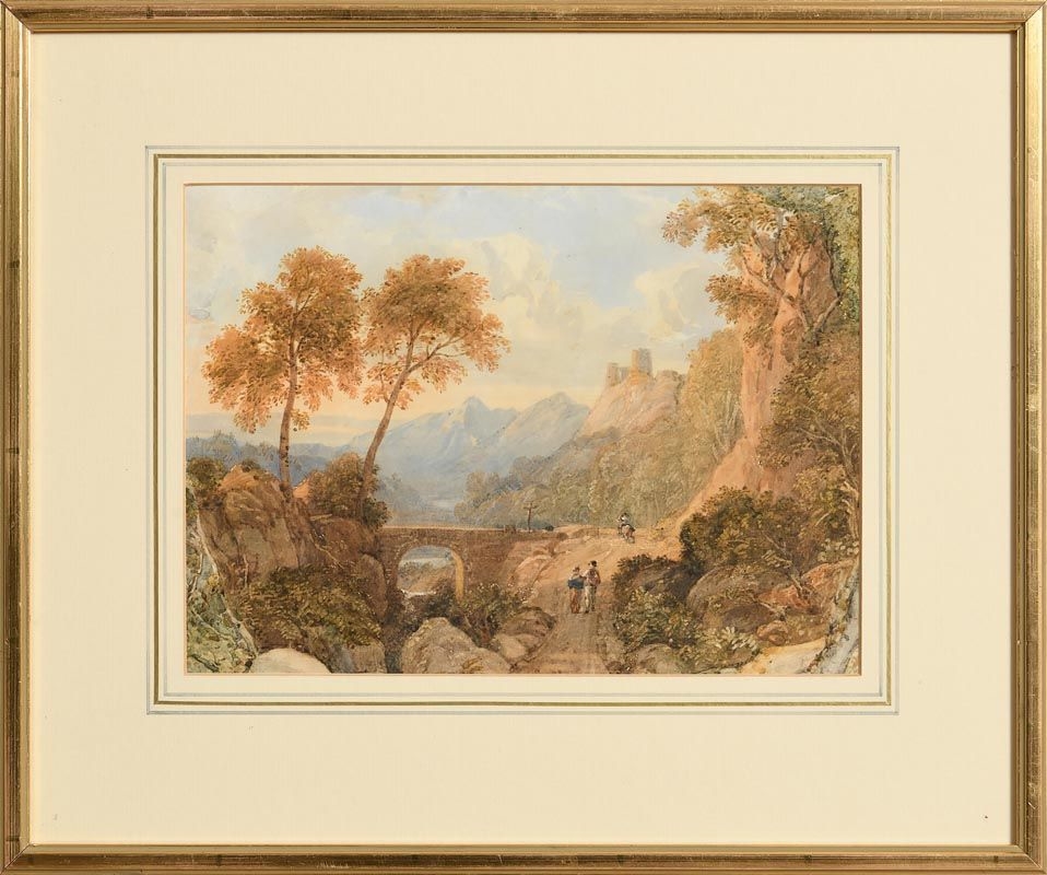 George, Sr. Barret | Mountain Landscape with Bridge and Castle | MutualArt