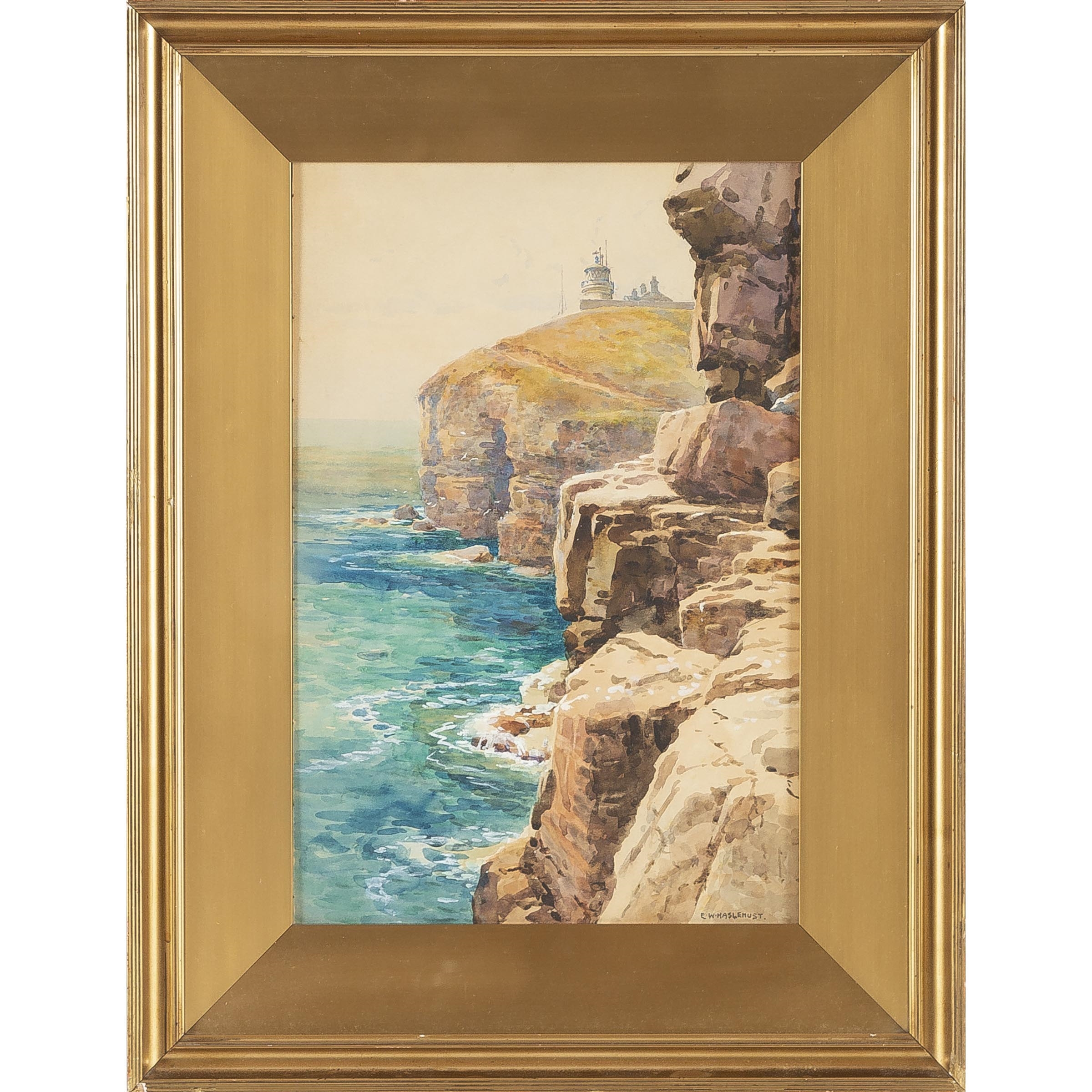 Ernest W. Haslehust | LIGHTHOUSE AND CLIFFS | MutualArt